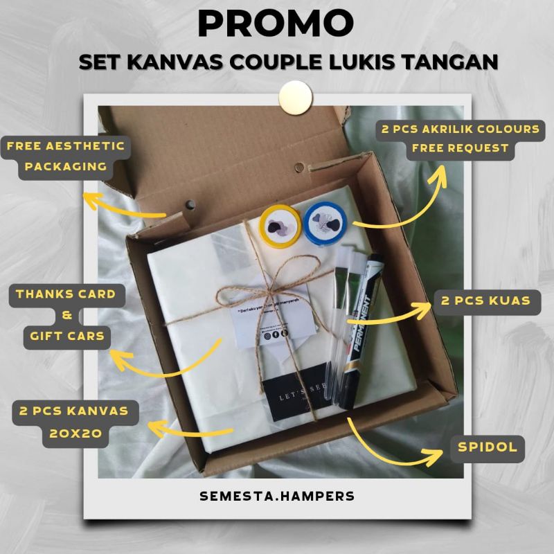 Hand Painted Canvas | Hand Stamp Painting Canvas SET (WHITE COUPLE ...