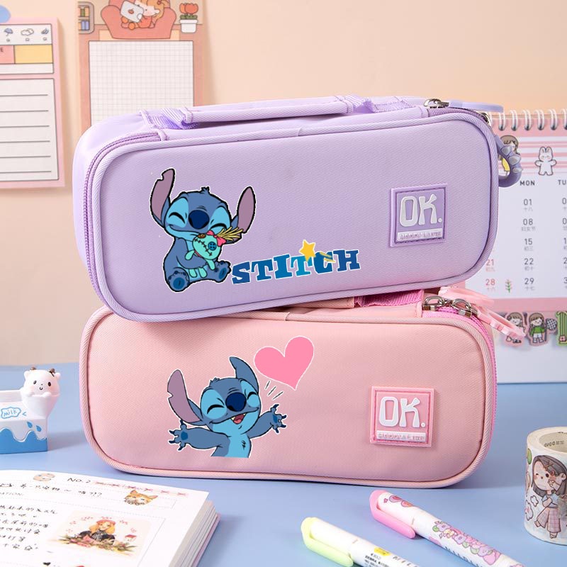 Cute Pencil Case Multilayer Anime Cartoon Stitch Pencil Case Pen Bag ...