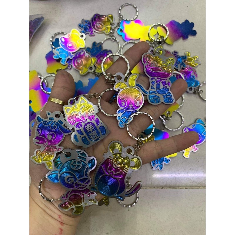 Titanium keychain stamp with 12 zodiac animals to decorate keys ...