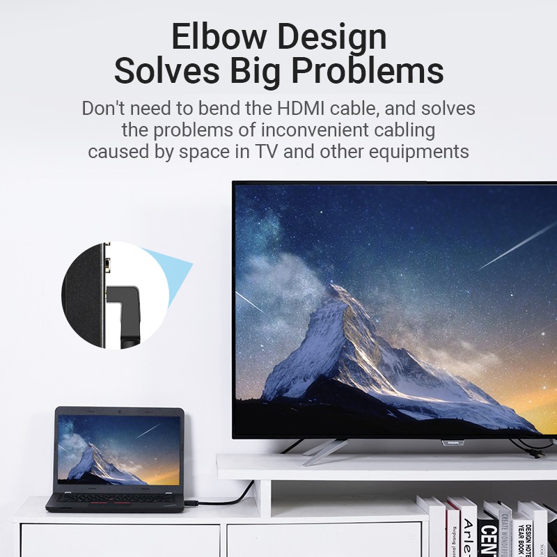 Vention HDMI Cable Right Angle 90 Degree Elbow HDMI 2.0 Cable 4K Ultra ...