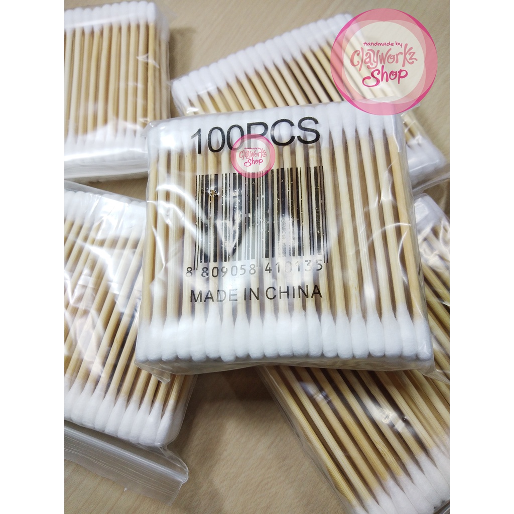 Cotton Swabs 100pcs Double Head Wood Cotton Swabs, Cotton Buds | Shopee ...