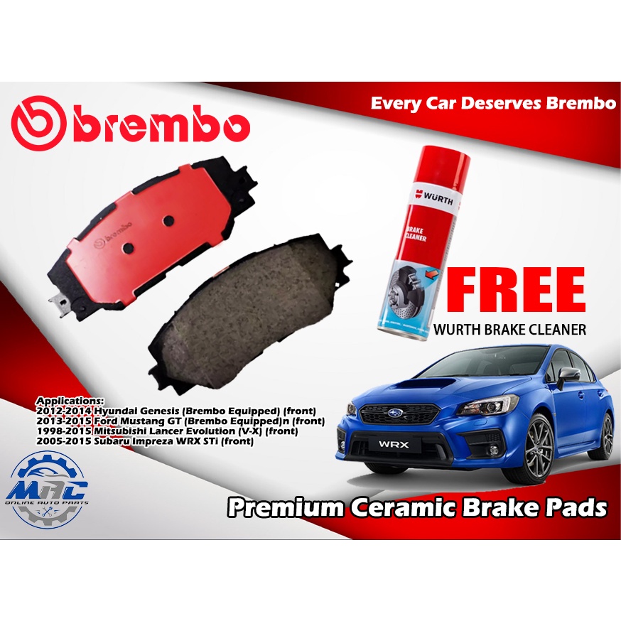 Subaru Impreza WRX STi 2005-2015 Brembo P54039N Ceramic Front Brake Pads BREMBO ORIGINAL ...
