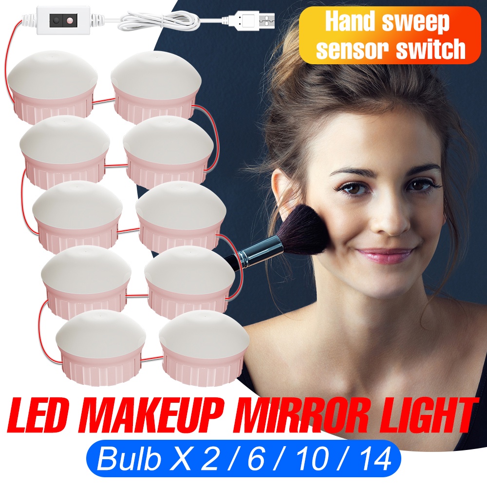 LED Bathroom Light Makeup Mirror Wall Lamp USB Smart Hand Sweep Sensor ...