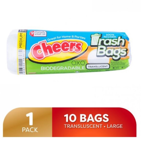 Cheers Trash Bag Translucent 10 Pieces Biodegradable Medium | Shopee ...