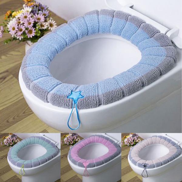 Toilet Seat Mat Set Bathroom Universal Warm Soft Washable Closestool ...