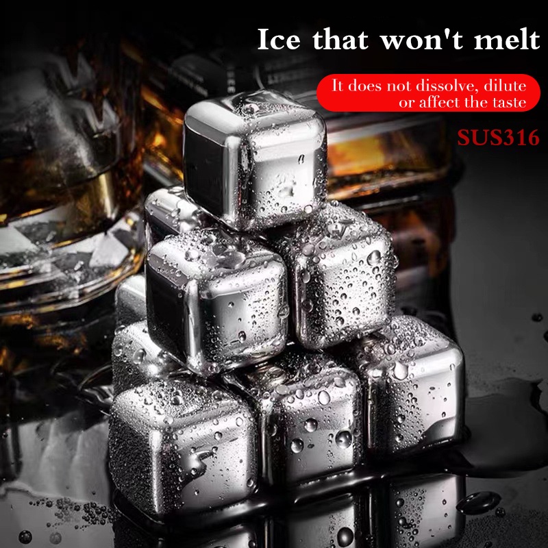 Food Grade 316 Stainless Steel Ice Cube Kitchen Untensil Set Whiskey ...