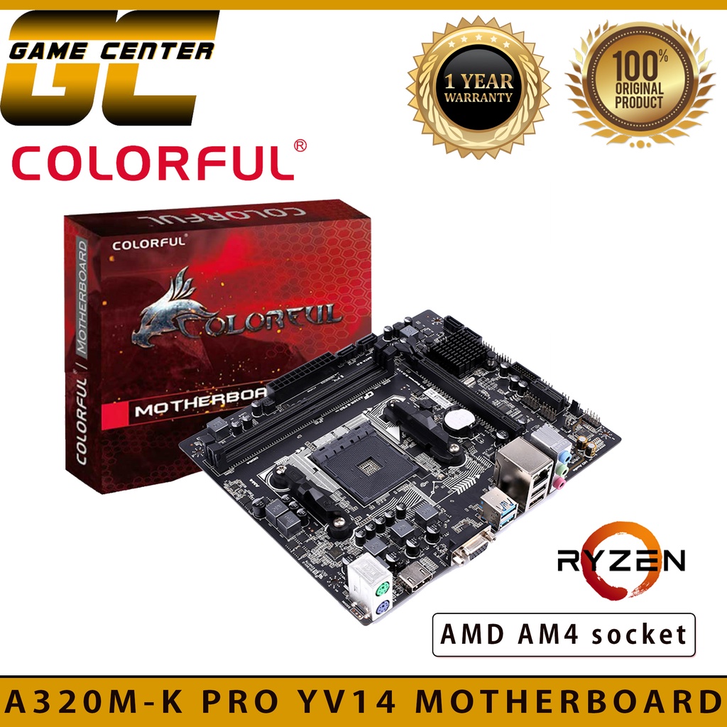 Colorful A320M-K PRO YV14 AMD A320 Chipset / support AM4 CPU Desktop / gaming motherboard ...