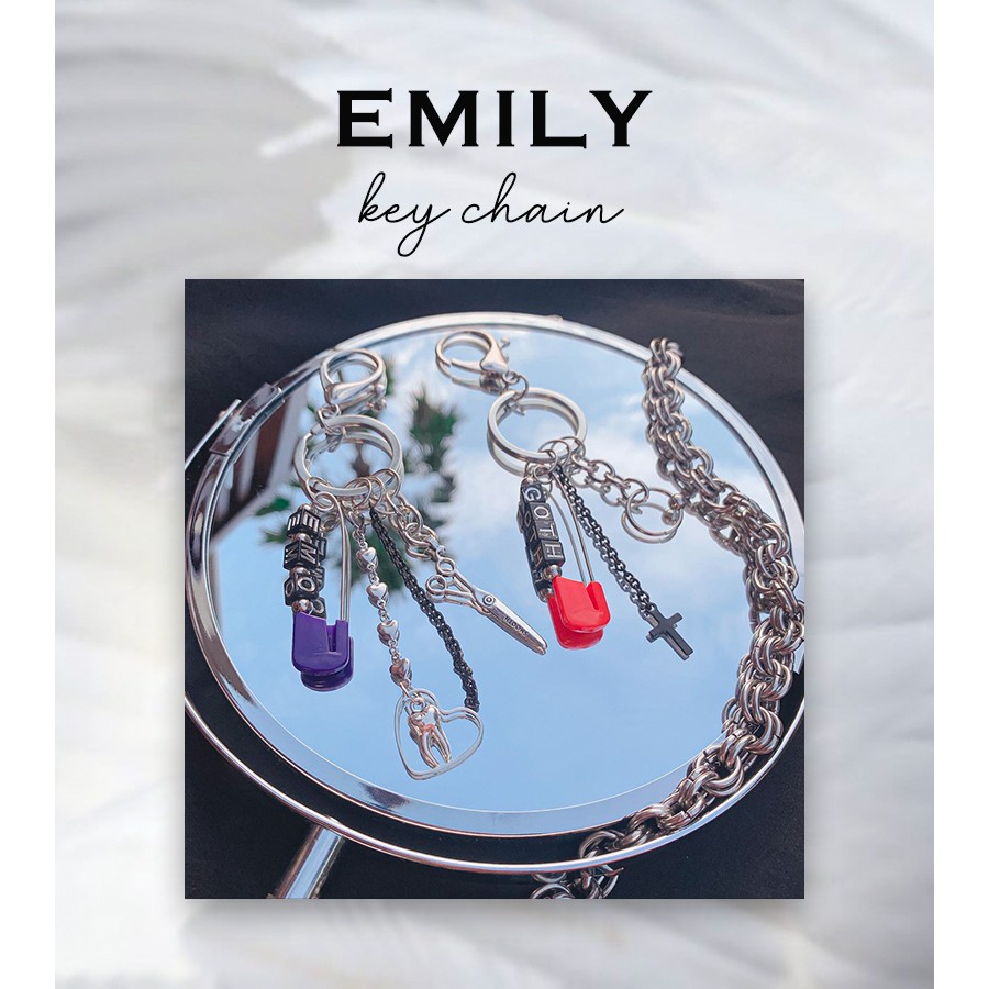 Emily Key Chain (goth Emo Heart Scissors Gear Chain Wallet Cross Punk ...