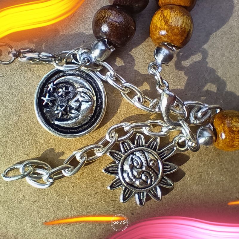 SOL at LUNA II Sun and Moon Vintage Wood Bracelet with Sandstone and ...