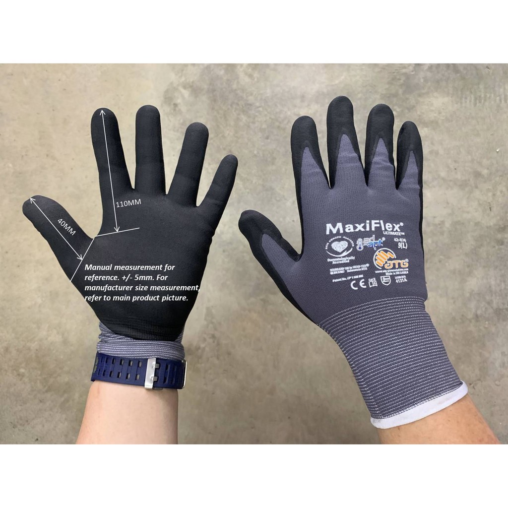 ATG MaxiFlex Ultimate 42-874 Safety Gloves with AD-APT- breathable gloves for electrician ...