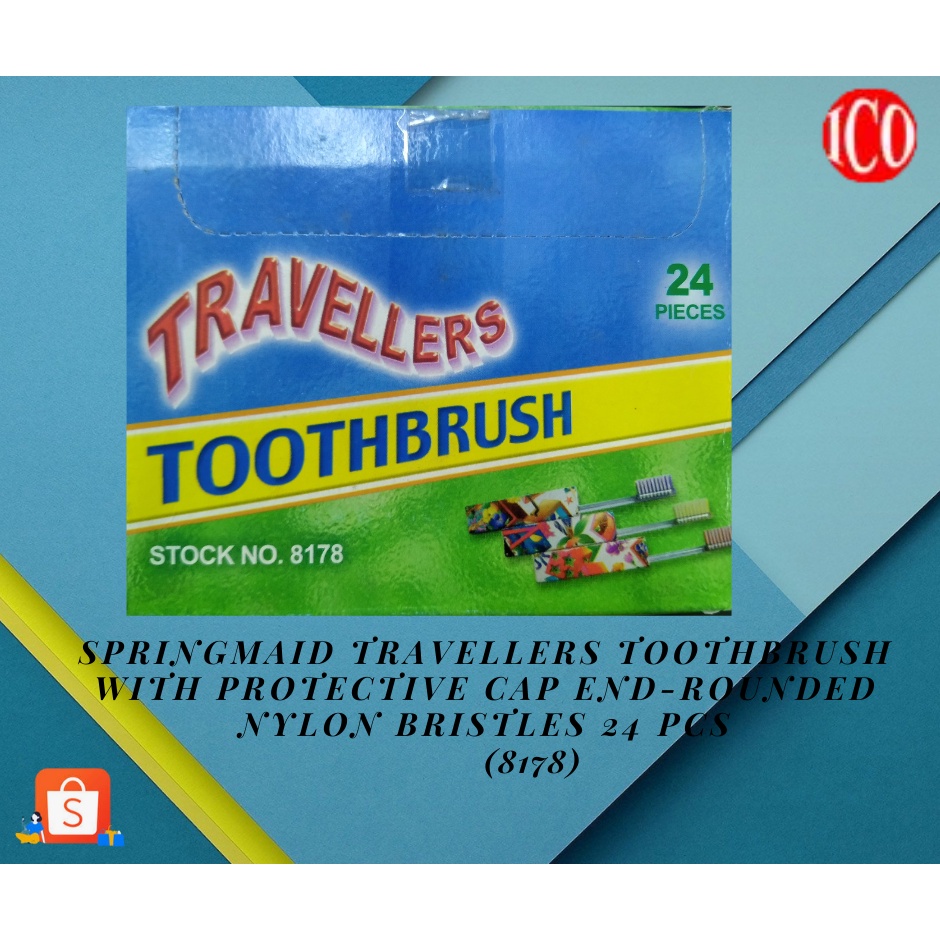 Springmaid Travellers Toothbrush End-Rounded Nylon Bristles 24 pcs ...
