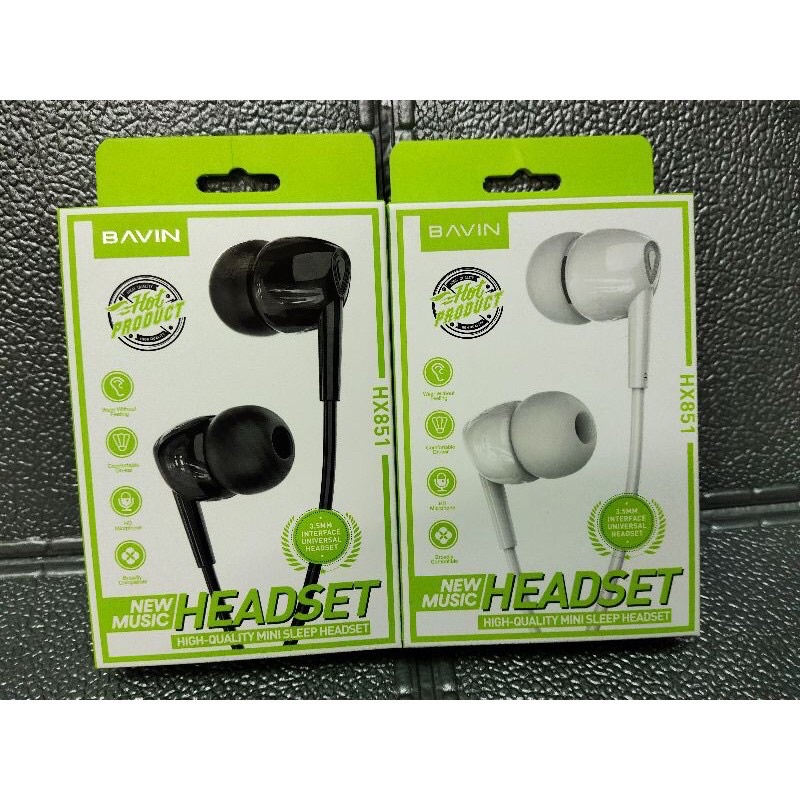 BAVIN HX851 Earphone 3.5mm Jack with Built-in Mic Silicone Bud for ...