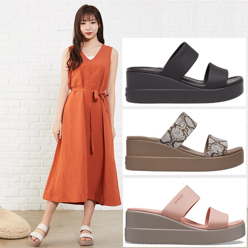 Crocs Brooklyn slipper Thick bottom Slope heel women's sandals ready ...