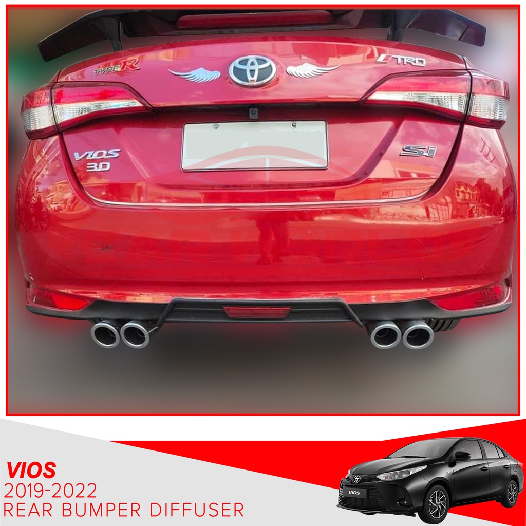 Toyota Vios 2019-2024 Rear Bumper Diffuser (CHROME / MATT BLACK) | Shopee Philippines