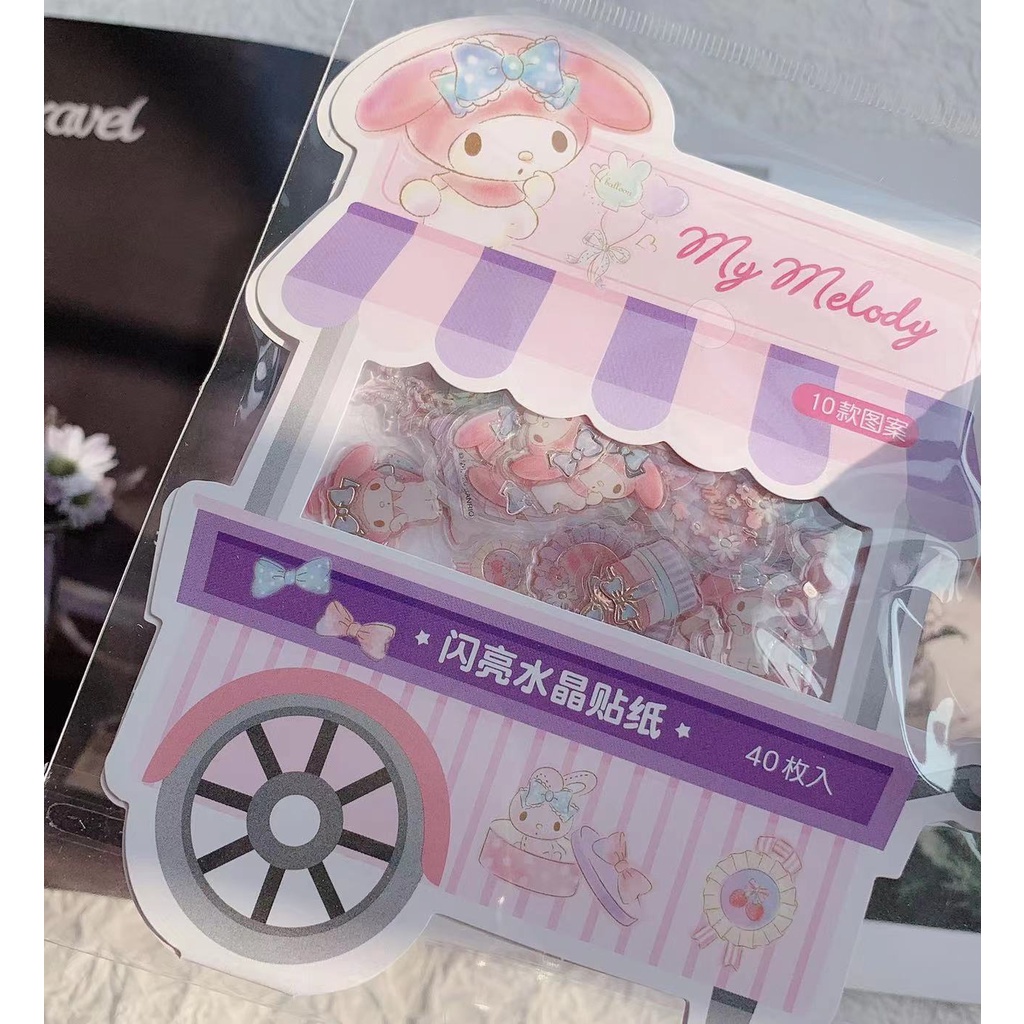 Japanese Kawaii Sanrio Hello Kitty Glitter Sticker set DIY Journaling ...