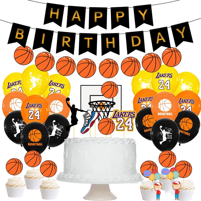 NBA Lakers Kobe 24 Birthday Balloon Basketball Theme Party Decoration ...
