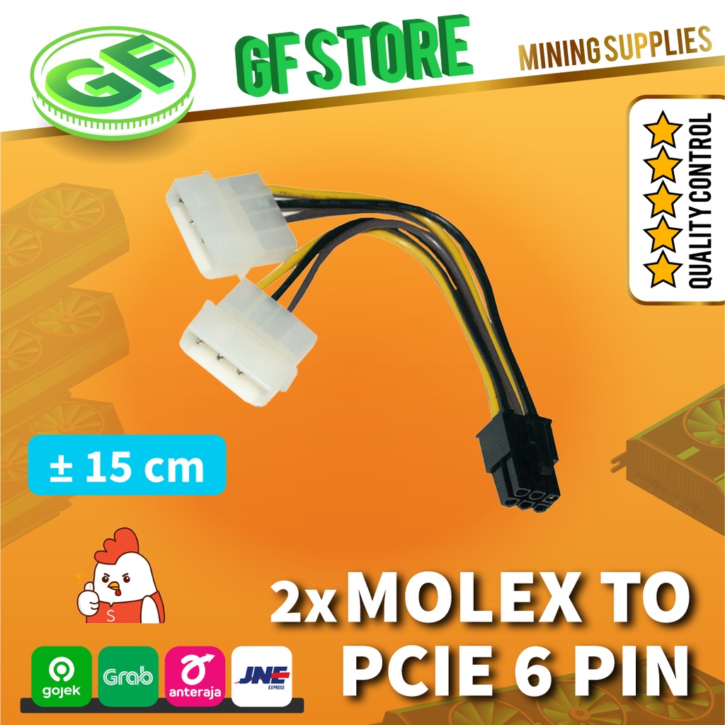 Power Connector 2x Molex Female to 1x PCIe 6 Pin Male Molex | Shopee ...