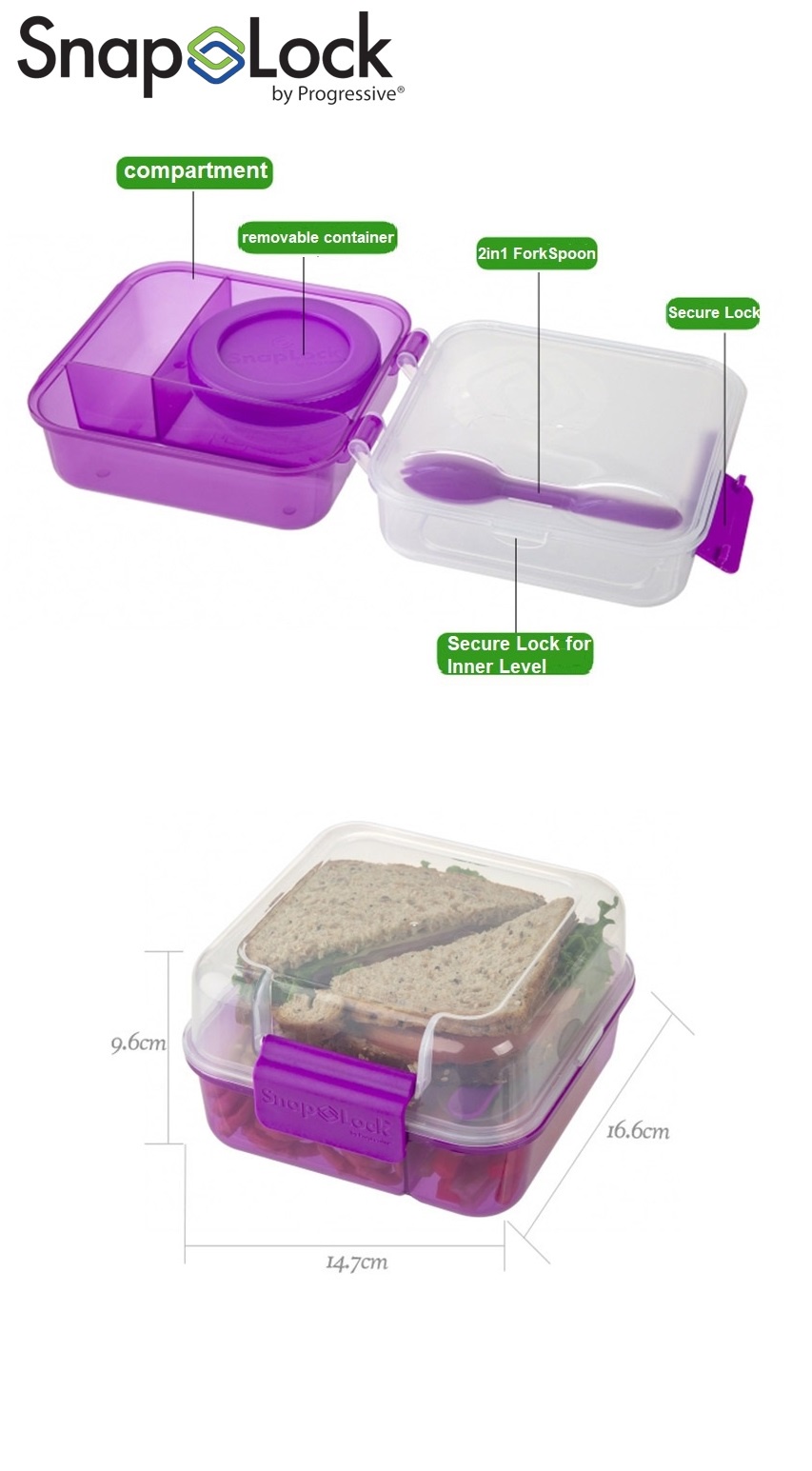Snaplock by Progressive Lunch Plus To Go with Compartment BPA Free with ...