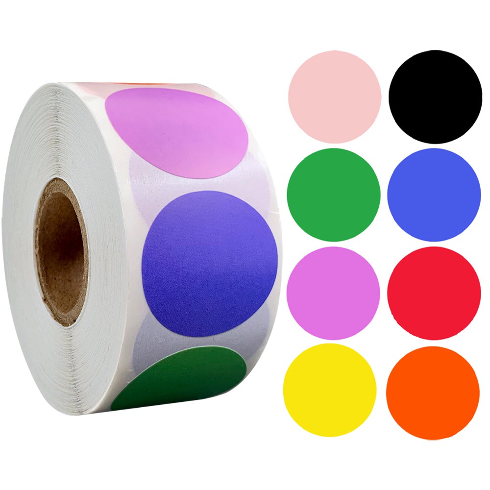 500 Pcs/Roll Chroma Labels Stickers Color Code Dot Labels Stickers 1 ...