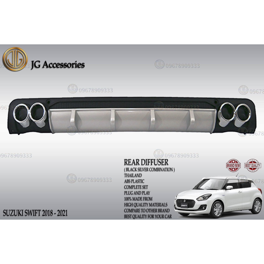 SUZUKI SWIFT 2019-2023 REAR BUMPER DIFFUSER BLACK SILVER COMBINATION ...