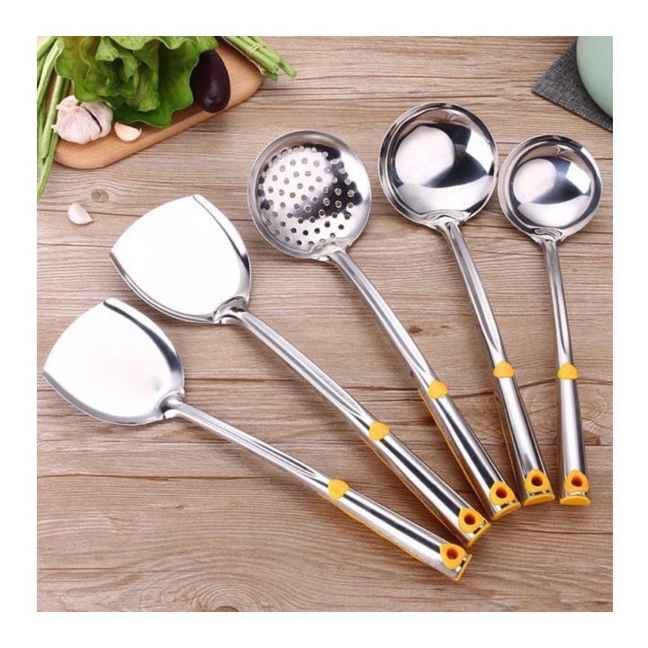 High Quality Stainless Steel Shovel and Ladle Set with Gold Handle ...