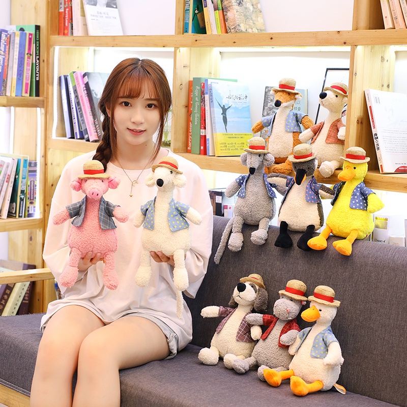 Ins cute cheering duck doll straw hat duck plush toy animal holiday ...