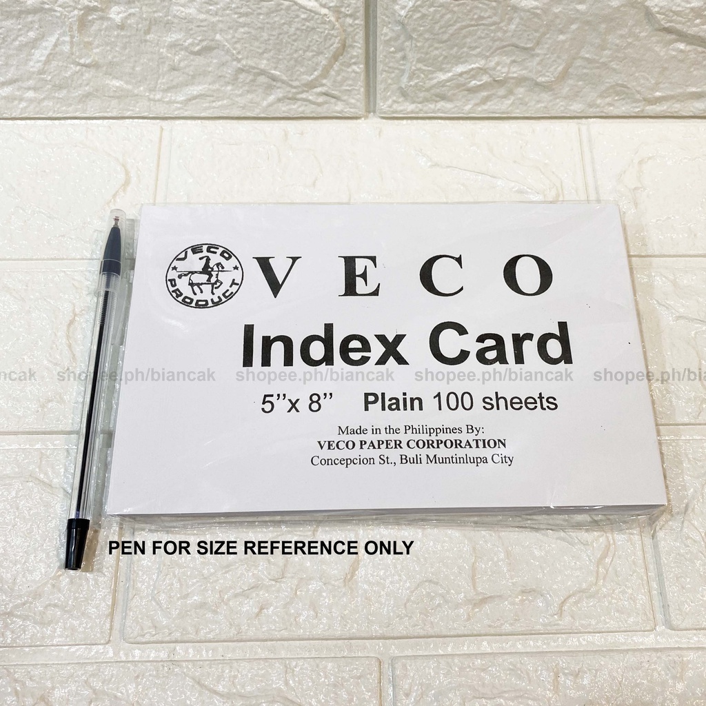 VECO INDEX CARD PLAIN 120GSM SOLD PER PACK OF 100 SHEETS (SCHOOL OFFICE ...