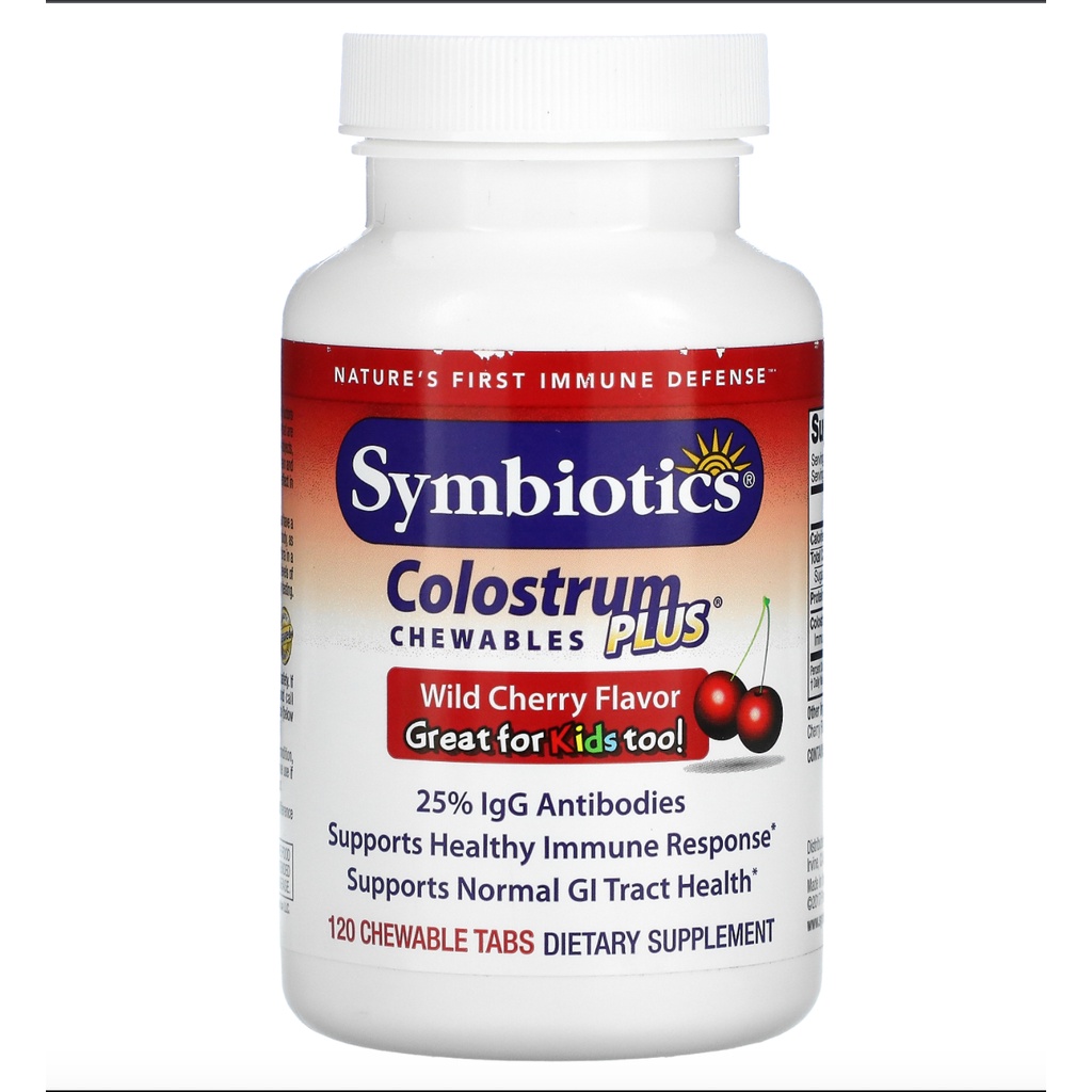 Symbiotics Colostrum Chewables Plus Wild Cherry Flavor 120 Chewable ...
