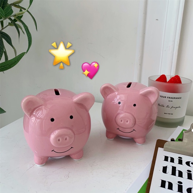 Mini Pink Baby Piggy Bank Coin Storage Organizer Ceramic | Shopee ...