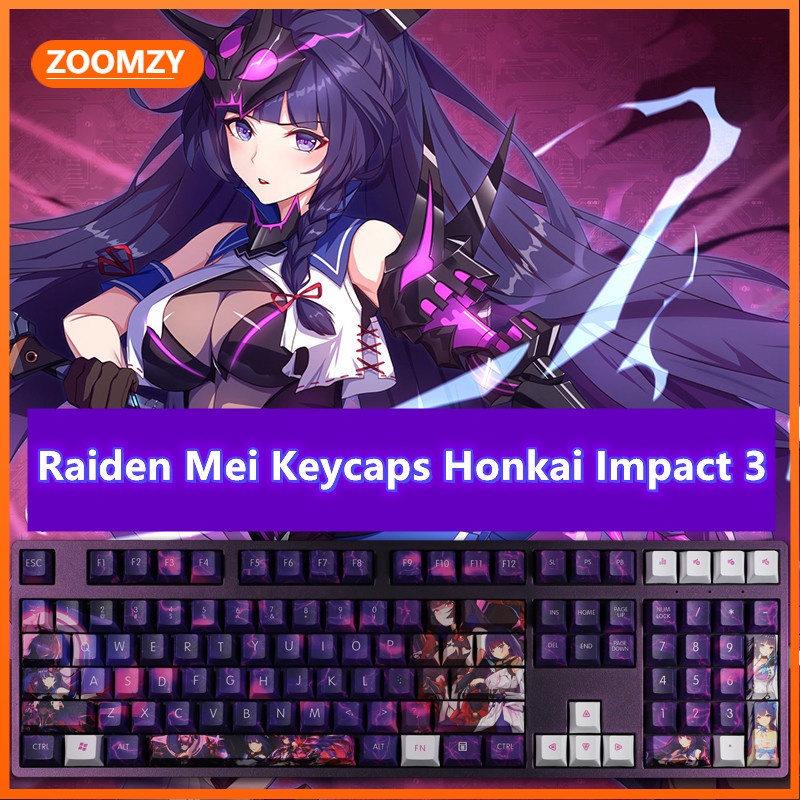 Raiden Mei Theme Keycaps Honkai Impact 3 PBT Dye-Sublimation Mechanical Keyboard Keycaps Two ...