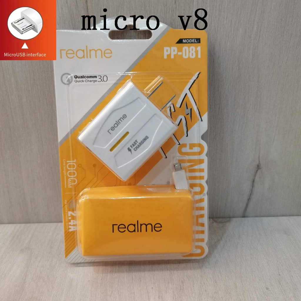 PP081 Realme 2.4A Quick Charger Super Fast Charger + Usb Cable For Android Micor Usb Type c ...