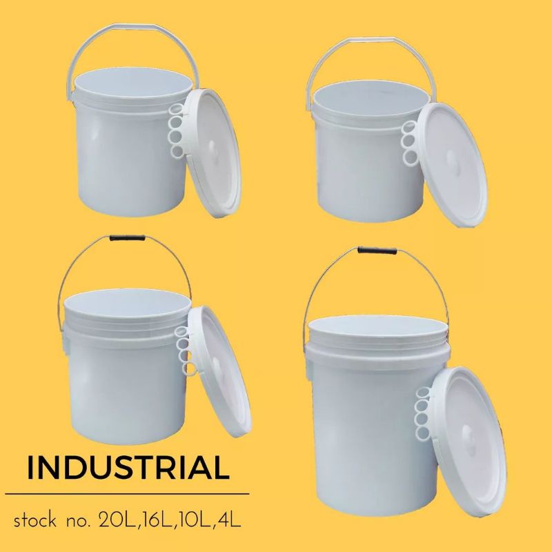 industrial pail with cover and handle. 20L 16L 10L and 4L | Shopee ...