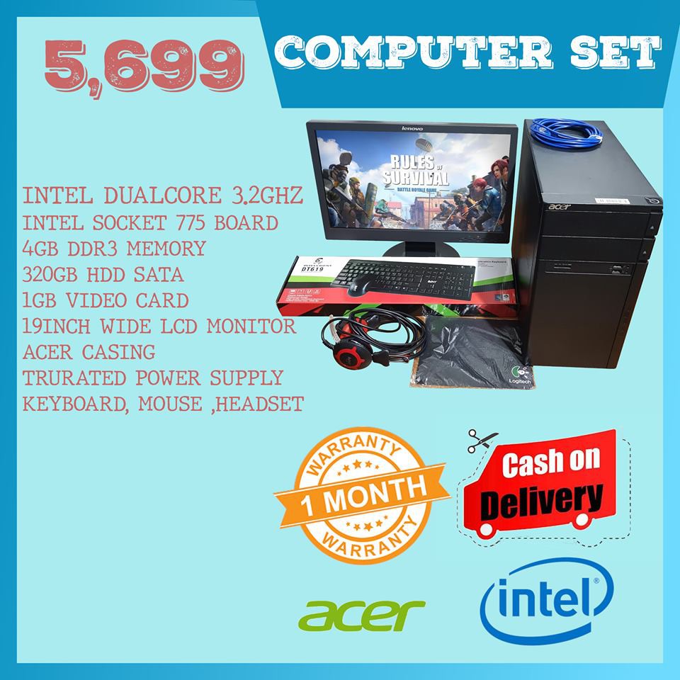 Acer Desktop Intel Dual 4GB 320GB 19 wide Monitor | Shopee Philippines