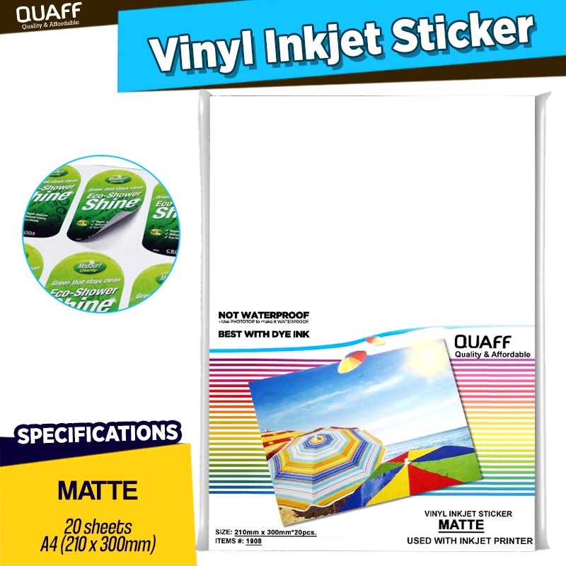 QUAFF Vinyl Printable Inkjet Sticker for Label Sticker Matte | Glossy ...