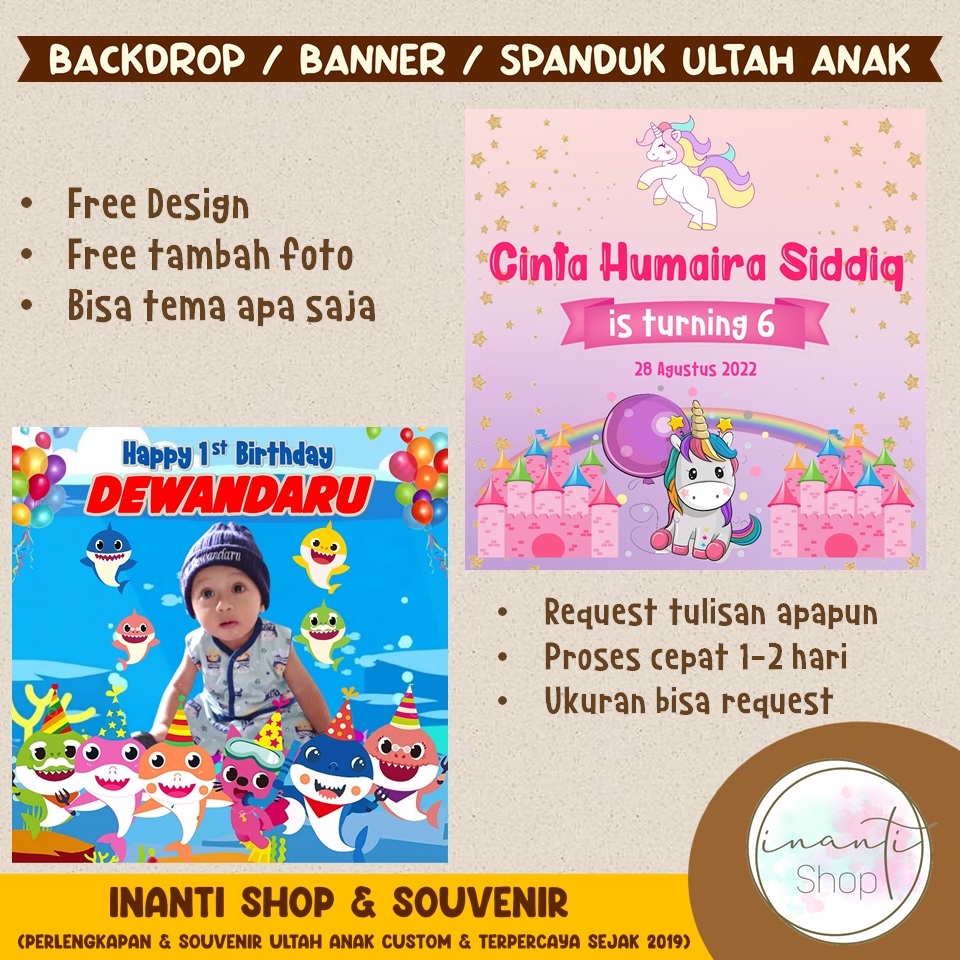 Backdrop/banner/banner/mmt/custom Children's Birthday Banner | Shopee ...