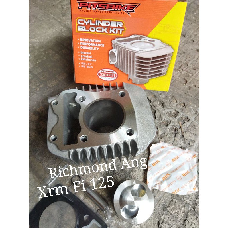 pitsbike xrm 125 fi steel 57mm block borekit cylinder dome cast fuel ...