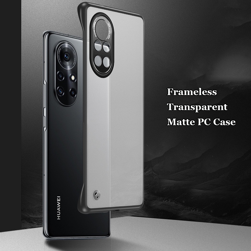 Frameless Transparent Matte Hard PC Metal Lens With Ring Phone Case For ...