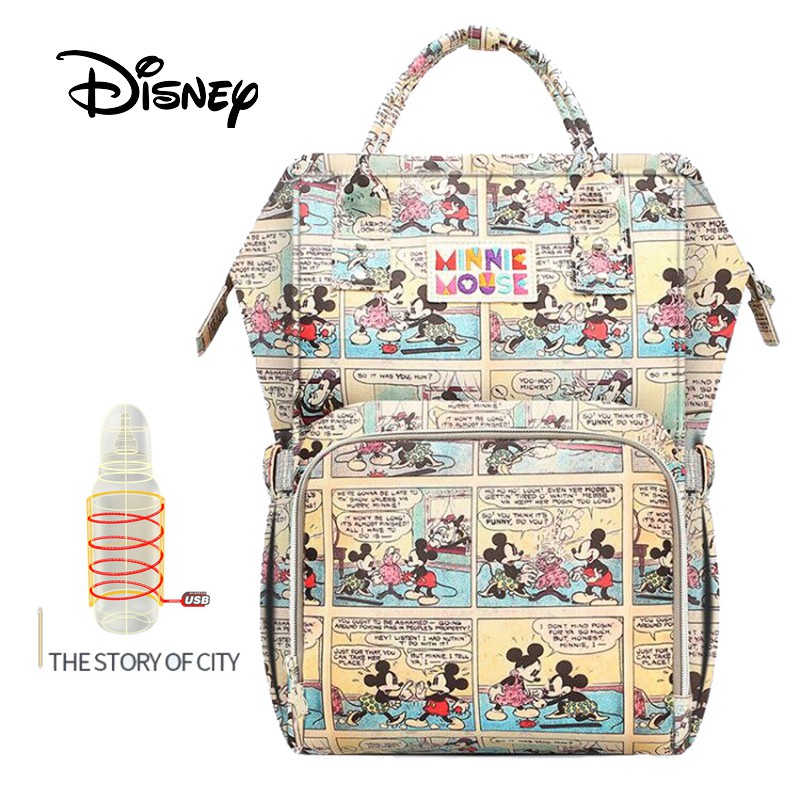 Disney Diaper Bags USB Waterproof Diaper Bags Oxford Cloth Baby Feeding ...