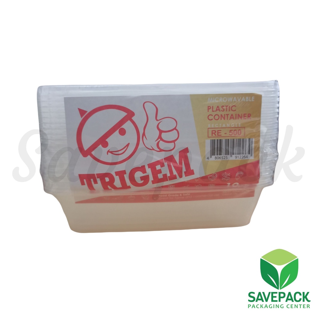RE-500ml TRIGEM Rectangle Microwavable Container 10pcs | Shopee Philippines