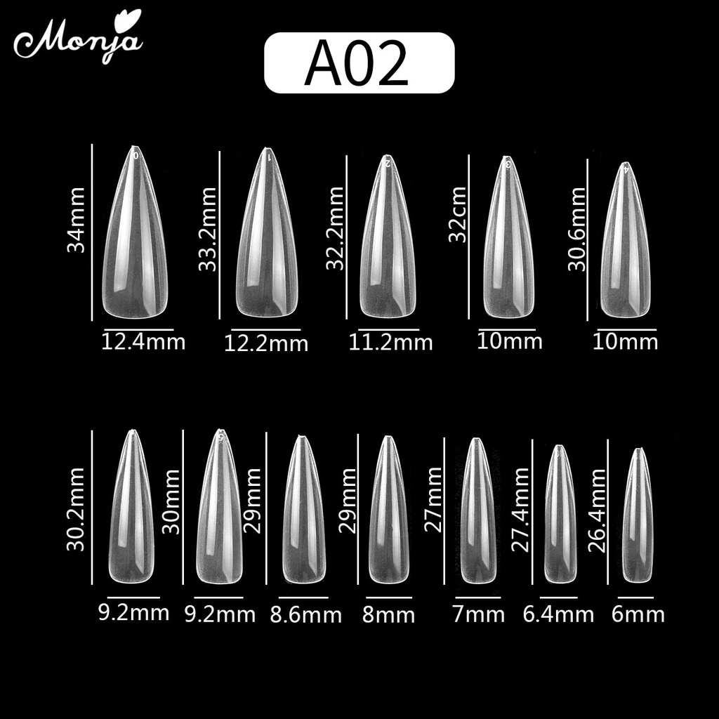 Monja 100 /120Pcs Clear Matte Flase Nails Full Cover Ultrathin Coffin ...