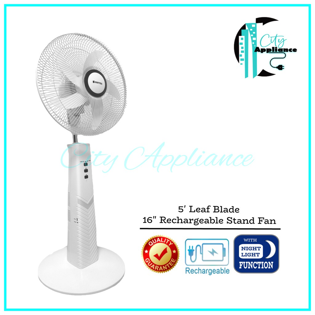 Cooling White Elegant Stand fan Oscillating Rechargeable Stand fan with ...