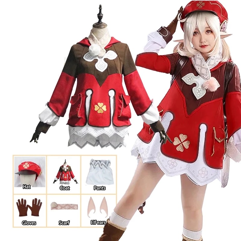 Anime Genshin Impact Klee Cosplay Costume Loli Cute Dress Sock ...