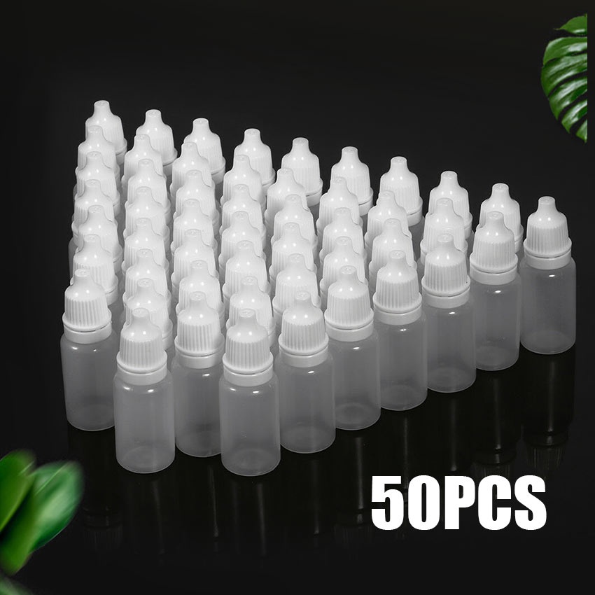 50Pcs/set 10ml Soft Empty Squeeze Dropper Bottles Eye Drop Liquid Small ...