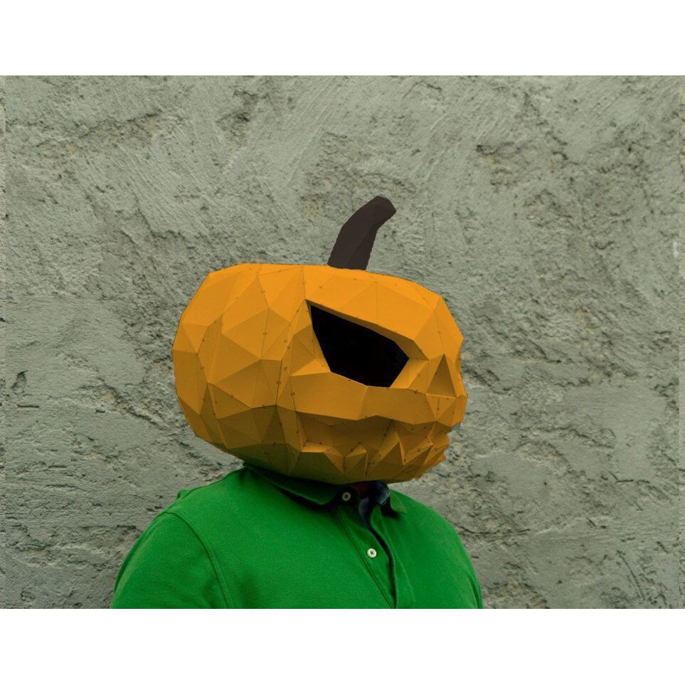 MOMO Halloween Pumpkin Helmet Headgear Mask Wearable Handmade Paper ...