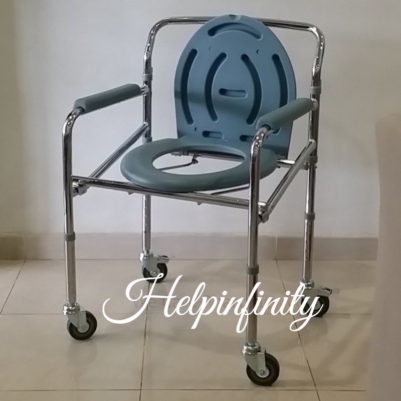 Durasafe Adjustable & Foldable Chrome Commode Chair with Wheel | Shopee Philippines