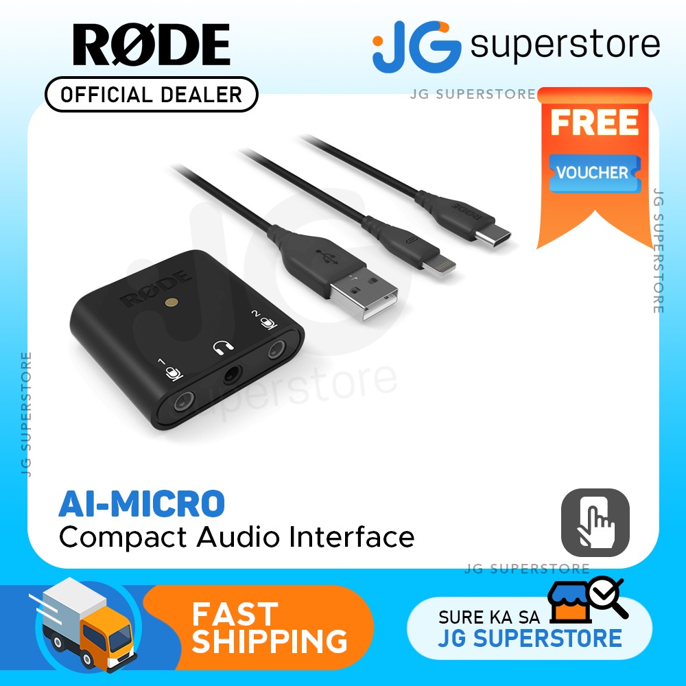 RODE AI-Micro Ultracompact 2x2 USB Type-C Audio Interface for Mobile ...
