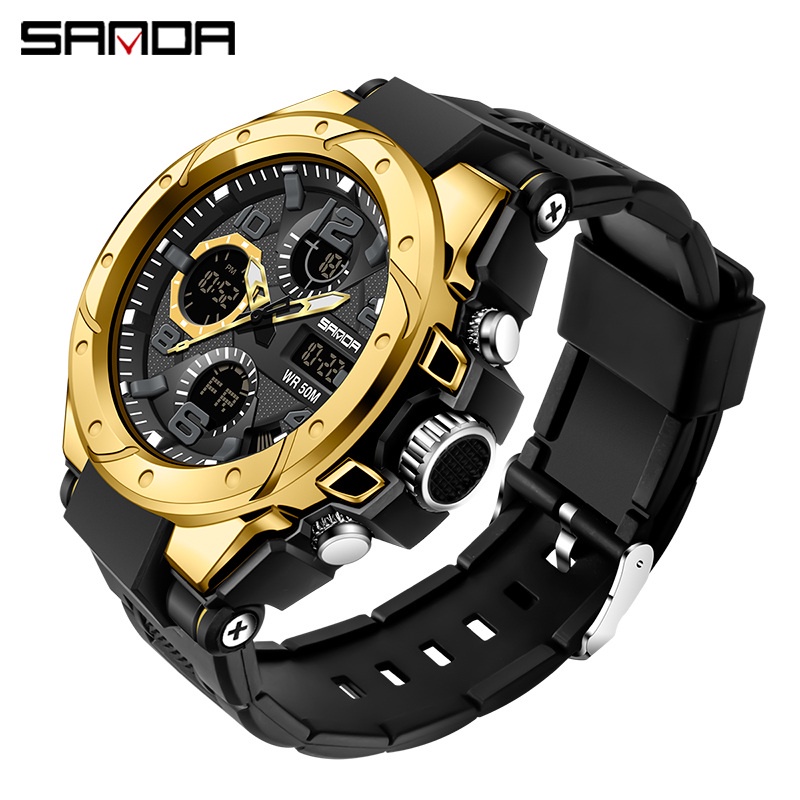 SANDA Mens Watch Original Sports Luxury Waterproof Quartz Alarm Clock ...