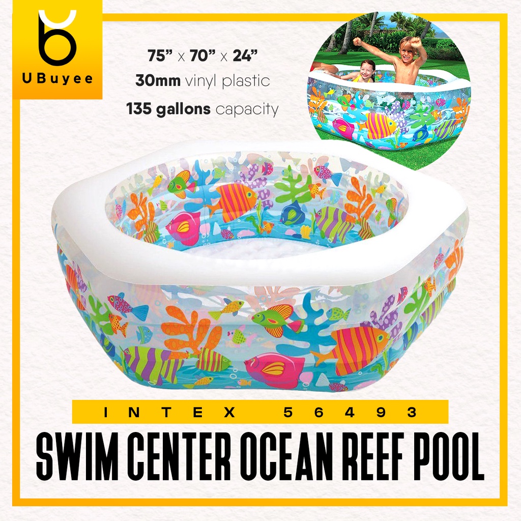 Intex Swim Center 56493 Ocean Reef Hexagonal Paddling Inflatable Pool ...