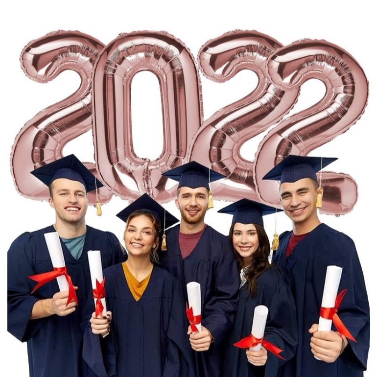 2022 Rose Gold Balloons Graduation 76cm Giant 2022 Foil Number Balloon ...