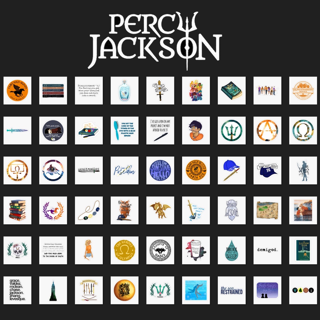 50 pcs. PERCY JACKSON stickers | water proof | THE LIGHTNING THIEF ...